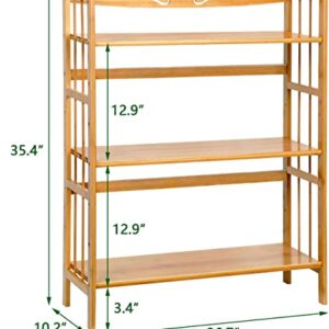 C&AHOME Bamboo Shelf, 3-Tier Bookshelf Bookcase, Free-Standing Storage Shelf, Plant Flower Stand, Max Load 35LBS Per Shelf, Utility Shelf Rack for Living Room Bathroom Kitchen Home Natural