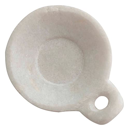 Creative Co-Op Large Marble Handle Dish, 6", White