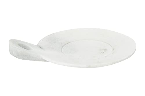 Creative Co-Op Large Marble Handle Dish, 6", White