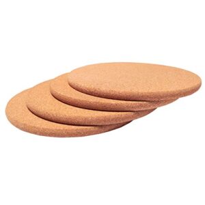 cork trivet round, kitchen hot pads placemat corkboard for hot pot, pan,kettle,8.66-inch each(22cm x1cm), pack of 4