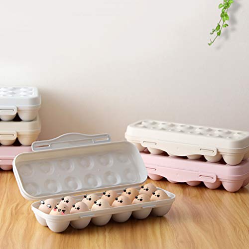 UPKOCH 2pcs Plastic Egg Holder Refrigerator Egg Container Kitchen Egg Storage Organizer with Lid 18 Egg Tray Khaki