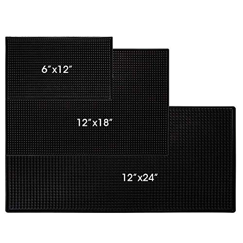 3Pcs Bar Mat Spill Mat - Quality Rubber Bar Service Spill Mat Nonslip Flexible Barber Mats for Clippers Bar Mat for Home Bar Restaurant Service Mat (3Pcs, 12×6 inch, 18×12 inch, 24×12 inch