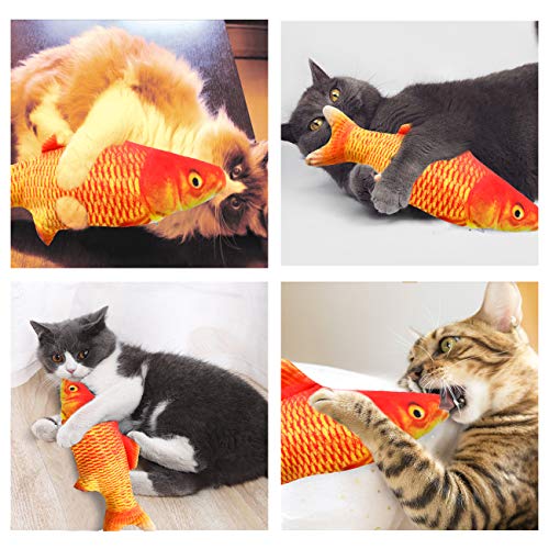 Senneny Electric Moving Fish Cat Toy, Realistic Plush Simulation Electric Wagging Fish Cat Toy Catnip Kicker Toys, Funny Interactive Pets Pillow Chew Bite Kick Supplies for Cat Kitten Kitty (Carp)