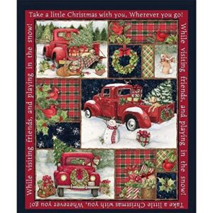 christmas decorations, troent red truck christmas fun 36x44 panel snowman gifts snow cotton fabric pumpkin car pattern gift snow fabric gift (b)