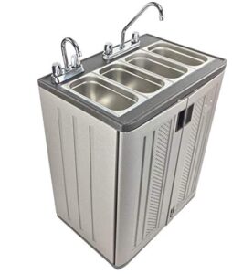 concession sinks - standard size electric 3 compartment with hot water for food vending trailer, hand wash