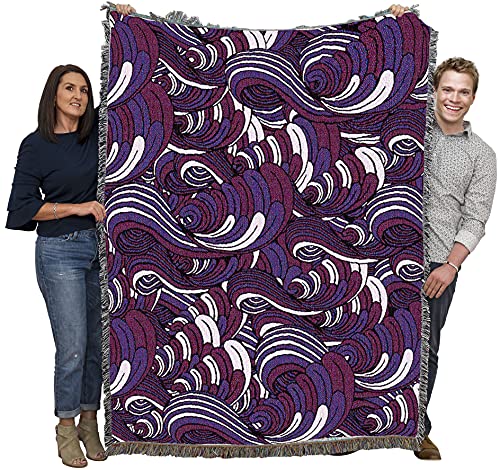 Pure Country Weavers Serene Waves Blanket Wine - Patterns Gift Tapestry Throw Woven from Cotton - Made in The USA (72x54)