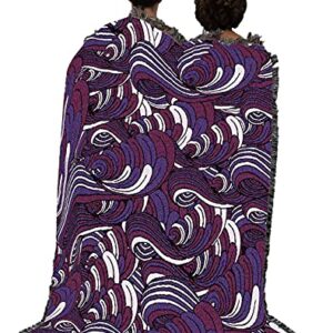 Pure Country Weavers Serene Waves Blanket Wine - Patterns Gift Tapestry Throw Woven from Cotton - Made in The USA (72x54)