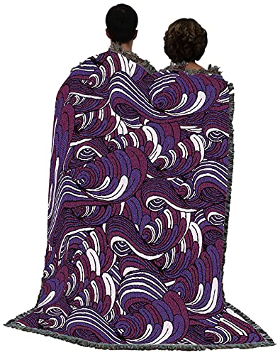 Pure Country Weavers Serene Waves Blanket Wine - Patterns Gift Tapestry Throw Woven from Cotton - Made in The USA (72x54)