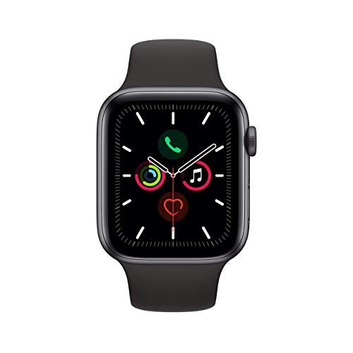 Apple Watch Series 5 (GPS + Cellular, 40MM) Space Gray Aluminum Case with Black Sport Band (Renewed)