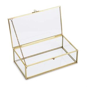 hipiwe vintage glass keepsake box, rectangle jewelry display organizer box vanity lidded box home decor accent decorative box for storage trinket rings bracelet