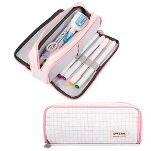 isuperb large capacity pencil case big 3 compartments pencil pouch canvas pen bag zipper stationery storage makeup cosmetic bags for women men