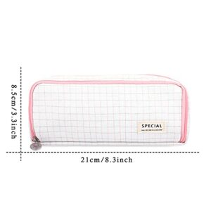 iSuperb Large Capacity Pencil Case Big 3 Compartments Pencil Pouch Canvas Pen Bag Zipper Stationery Storage Makeup Cosmetic Bags for Women Men