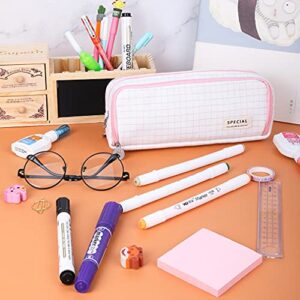 iSuperb Large Capacity Pencil Case Big 3 Compartments Pencil Pouch Canvas Pen Bag Zipper Stationery Storage Makeup Cosmetic Bags for Women Men