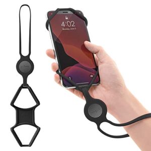 bone】 strap phone tie, silicone wrist lanyard, universal cell phone wrist holder, hand strap smartphone case: iphone xs xs max xr x samsung galaxy s10 s9 s8 note 10 9 pixel 3 xl-black