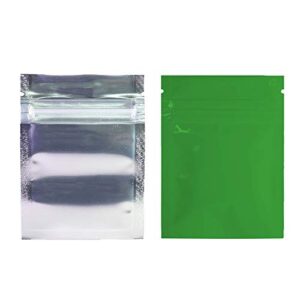 100pcs clear/silver/green foil flat small mini sample size zip top bags 6.5x9cm (2.5x3.5")