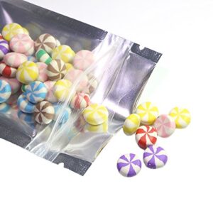 100PCS Clear/Silver/Green Foil Flat Small Mini Sample Size Zip Top Bags 6.5x9cm (2.5x3.5")