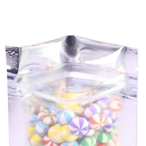 100PCS Clear/Silver/Green Foil Flat Small Mini Sample Size Zip Top Bags 6.5x9cm (2.5x3.5")