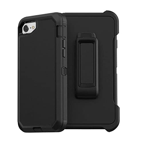 Defender Phone Case for iPhone 7 Triple Layer Defense for iPhone 8 Case Belt Clip Holster Black