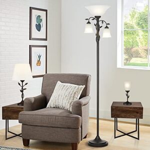 Catalina 22776-001 Traditional Torchiere Floor Lamp with Two Reading Lights, 72", Oil Rubbed Bronze