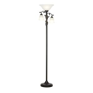 Catalina 22776-001 Traditional Torchiere Floor Lamp with Two Reading Lights, 72", Oil Rubbed Bronze