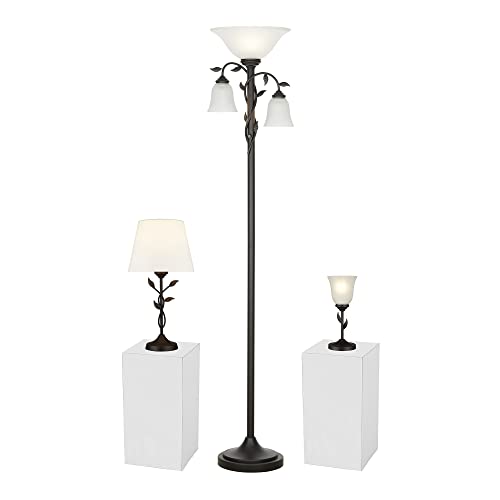 Catalina 22776-001 Traditional Torchiere Floor Lamp with Two Reading Lights, 72", Oil Rubbed Bronze