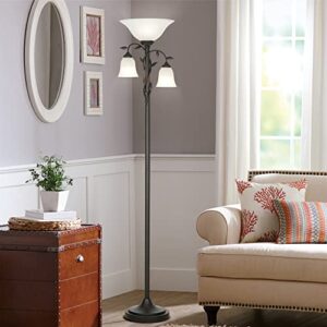 Catalina 22776-001 Traditional Torchiere Floor Lamp with Two Reading Lights, 72", Oil Rubbed Bronze