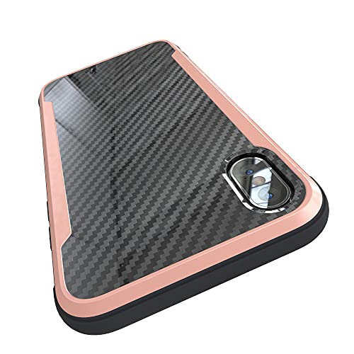 Nicexx Designed for iPhone X Case/Designed for iPhone Xs Case with Carbon Fiber Pattern, 12ft. Drop Tested, Wireless Charging Compatible - Rosegold