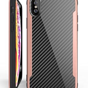 Nicexx Designed for iPhone X Case/Designed for iPhone Xs Case with Carbon Fiber Pattern, 12ft. Drop Tested, Wireless Charging Compatible - Rosegold