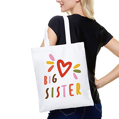 Ihopes Big Sister Reusable Tote Bag | Cute Big Sister Canvas Tote Bag Gifts for Girls Daughter Sister | Perfect birthday gifts/Birth Announcement/New Pregnancy Gift