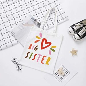 Ihopes Big Sister Reusable Tote Bag | Cute Big Sister Canvas Tote Bag Gifts for Girls Daughter Sister | Perfect birthday gifts/Birth Announcement/New Pregnancy Gift