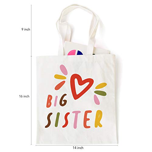 Ihopes Big Sister Reusable Tote Bag | Cute Big Sister Canvas Tote Bag Gifts for Girls Daughter Sister | Perfect birthday gifts/Birth Announcement/New Pregnancy Gift