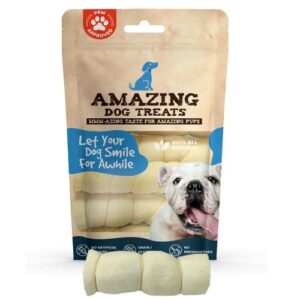 amazing dog treats - beef cheek rolls (6 inch regular - 4 pcs) - no hide - safe rawhide alternative dog chew - great for power chewers - long lasting dog chew - no splinters - retriever rolls for dogs