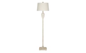 catalina 22798-000 rustic farmhouse faux wood urn floor lamp, 59", distressed white