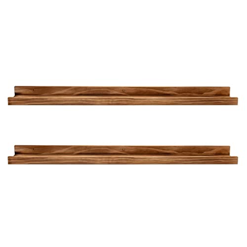 AZSKY 48 Inches Long Wood Photo Picture Ledge Shelf with Lip Floating Shelves for Nursery Books Set of 2 Rustic Wall Shelf for Kids Bedroom Office Bathroom Living Room Frames