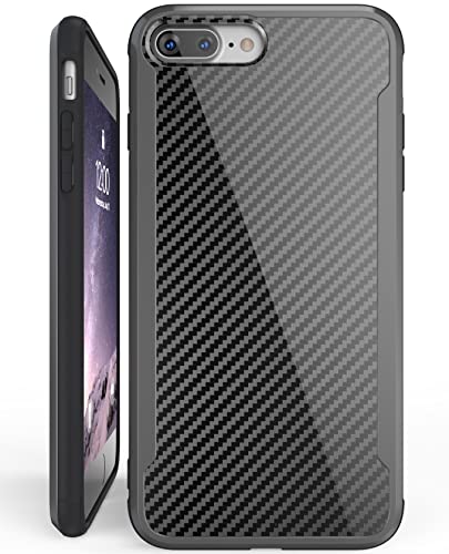 Nicexx Designed for iPhone 7 Plus | iPhone 8 Plus Case with Carbon Fiber Pattern, 12ft. Drop Tested, Wireless Charging Compatible - Black