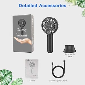 Zahooy Mini Handheld Fan,Small Personal Desk Fan,USB Rechargeable Battery Operated Portable Fan with 4 Adjustable Speeds,Strong Wind Cooling Fans for Office Travel Outdoor Camping Home Fitness(Black)