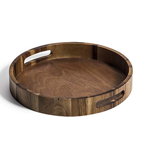 Kalmar Home Round Serving Tray | Charcuterie Board | Acacia Wood | Environmentally Friendly | 13 in