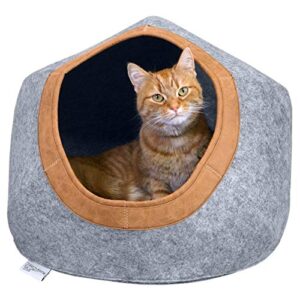 kitty city felt round bed, warm and cozy cat bed, gray