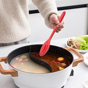 MJIYA Silicone Slotted Serving Spoon, Nonstick Mixing Spoon, Silicone Heat Resistant Kitchen Cooking Utensils Non-Stick Baking Tool Tongs ladle Gadget (Red)