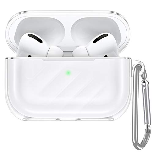 ESR Upgrade Clear Carrying Case for AirPods Pro Case 2019, Air Ripple Protective TPU Cover with Keychain [Won't Affect Wireless Charging] [Visible Front LED] [Dust & Shock-Resistant], Clear