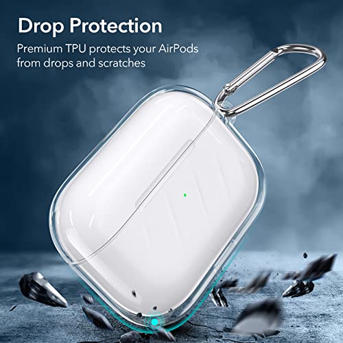 ESR Upgrade Clear Carrying Case for AirPods Pro Case 2019, Air Ripple Protective TPU Cover with Keychain [Won't Affect Wireless Charging] [Visible Front LED] [Dust & Shock-Resistant], Clear