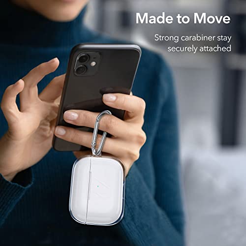 ESR Upgrade Clear Carrying Case for AirPods Pro Case 2019, Air Ripple Protective TPU Cover with Keychain [Won't Affect Wireless Charging] [Visible Front LED] [Dust & Shock-Resistant], Clear