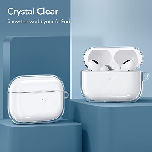 ESR Upgrade Clear Carrying Case for AirPods Pro Case 2019, Air Ripple Protective TPU Cover with Keychain [Won't Affect Wireless Charging] [Visible Front LED] [Dust & Shock-Resistant], Clear