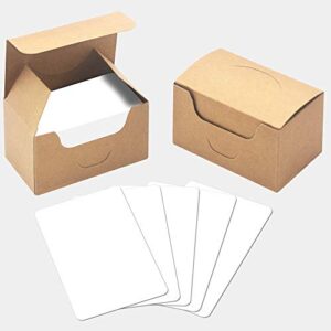 200 pcs blank white kraft paper round corner flash word message gift index card (3.5” x 2.1”)