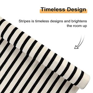 Black/White Striped Outdoor Rug 2' x 3', KIMODE Cotton Hand Woven Welcome Entryway Doormat, Washable Front Door Mats for Porch/Kitchen/Farmhouse