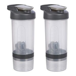 amazon basics shaker bottle with mixer ball, 20 ounce, 2 pack, grey