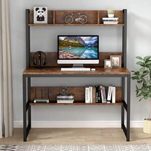 Tribesigns Computer Desk with Hutch, Study Desk with Bottome Storage Shelve, Workstaion for Home Office, Small Space