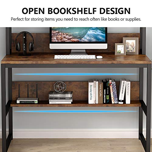 Tribesigns Computer Desk with Hutch, Study Desk with Bottome Storage Shelve, Workstaion for Home Office, Small Space