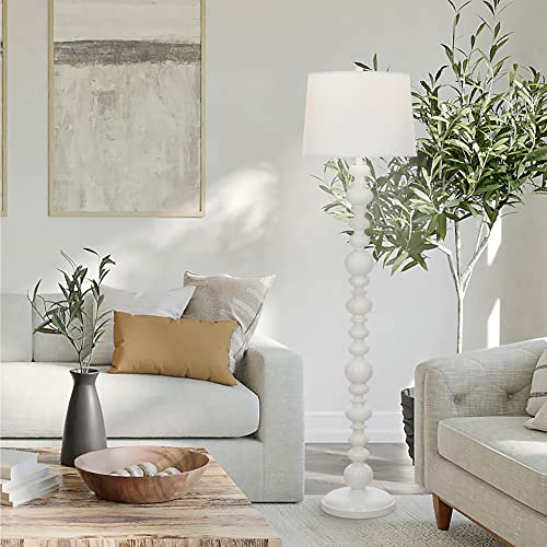 Catalina Lighting 59" Balustraude Wood-Look Floor Lamp, Glossy White