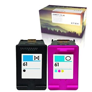 summit ink remanufactured ink cartridge replacement for hp 61 for deskjet 1000 1010 1050 2050 2510 2545 3000 3050 3510 officejet 2620 4630 4635 envy 4500 4505 5530 5535 (1 black, 1 color)